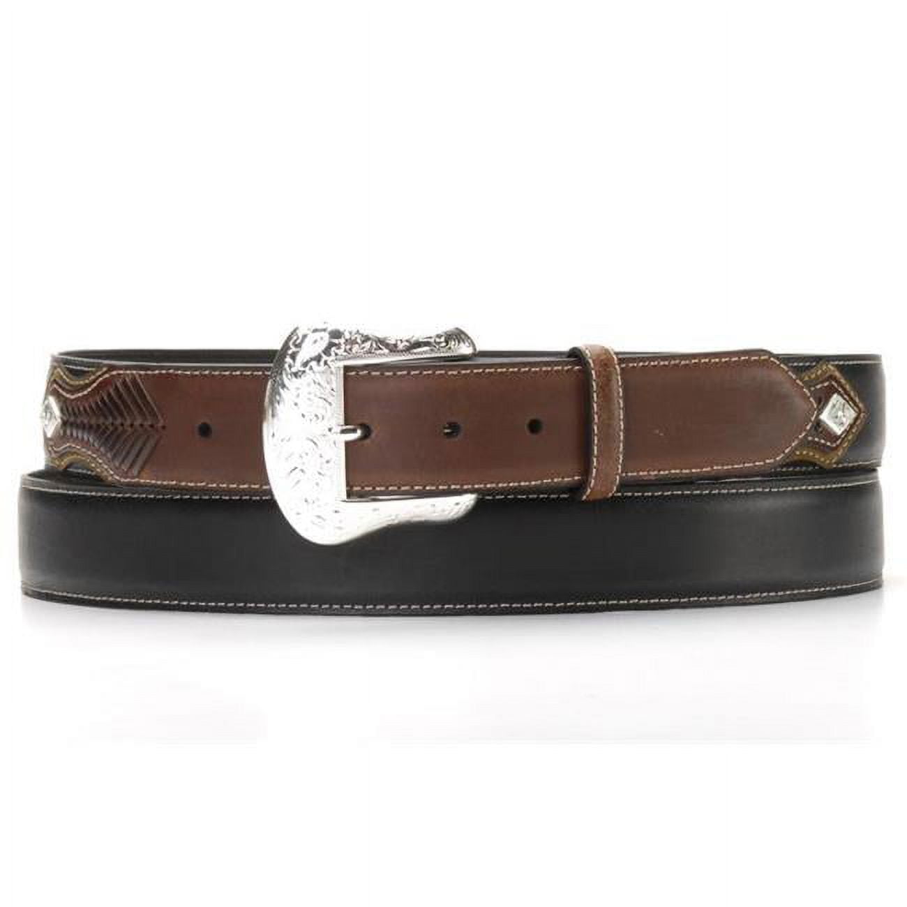 Nocona N2475401-52 Mens Top Hand Two Tone Belt, Black - Size 52 ...