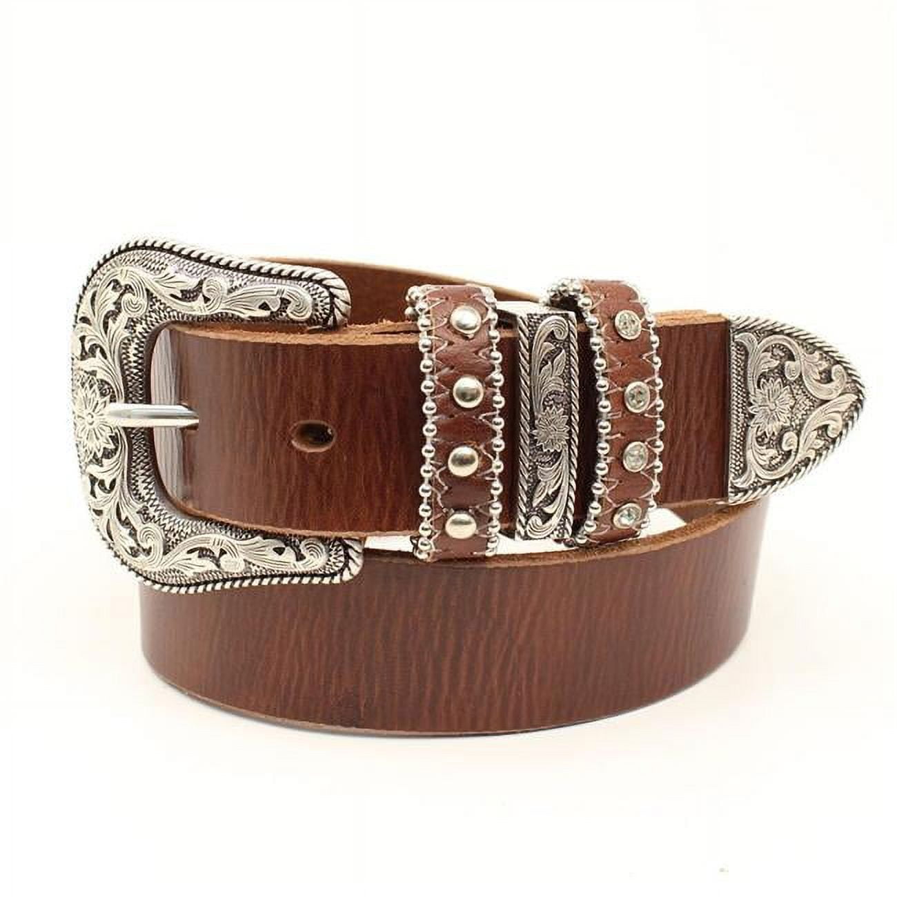 Nocona N4439802-22 1.25 in. Classic Strap Girls Belt & Buckle, Brown ...