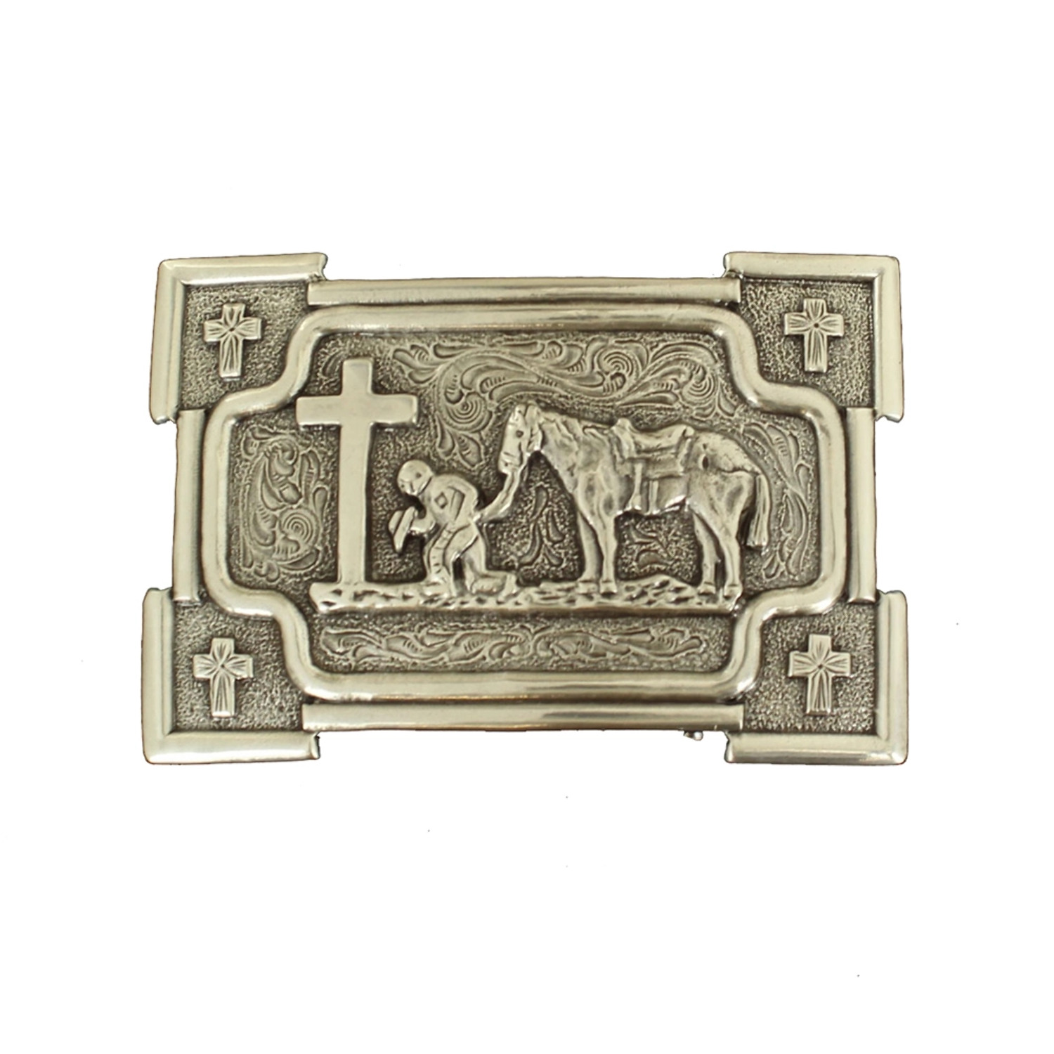 Nocona Rectangular Smooth Edge Praying Cowboy Buckle - Walmart.com