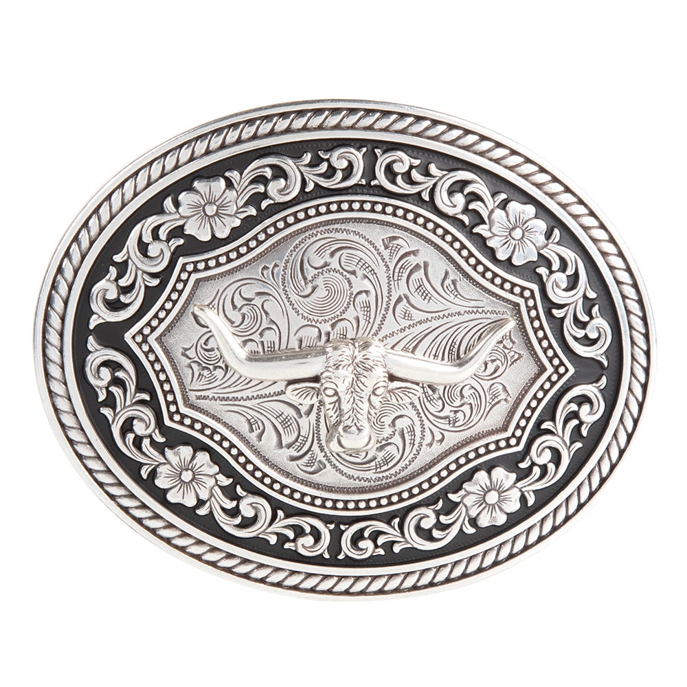 Nocona Silver Scroll Longhorn Belt Buckle 37708 - Walmart.com