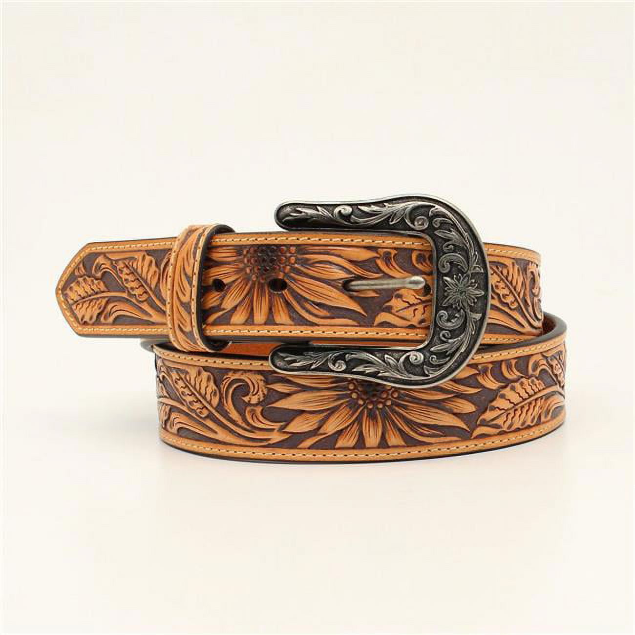 Nocona Women's Sunflower Tooled Leather Belt Tan Medium - Walmart.com