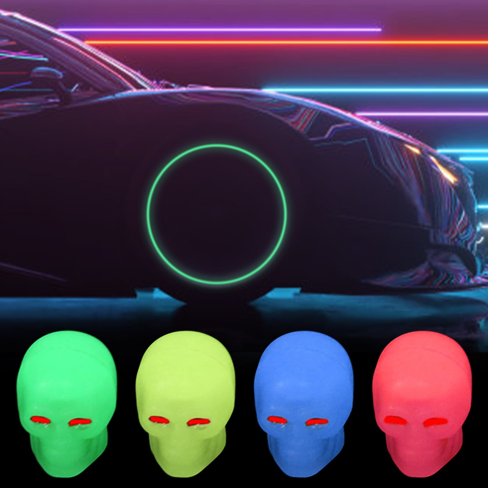 Noctilucent Car Tire Valve Stem Caps – Luminous Rubber Wheel Covers for ...