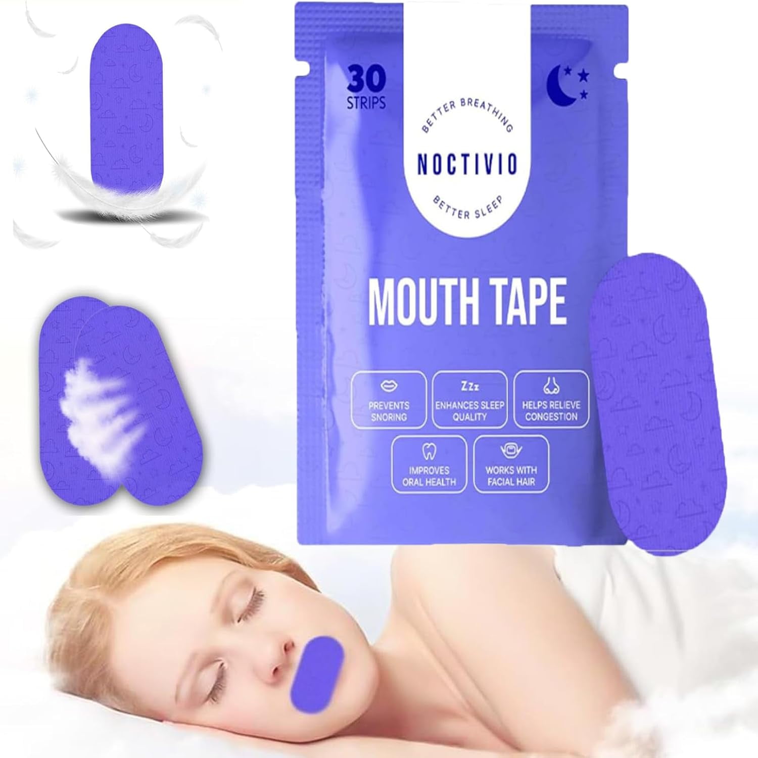 Noctivo Mouth Tape for Sleep Apnea, Breathing Noctivio Mouth Tape for ...
