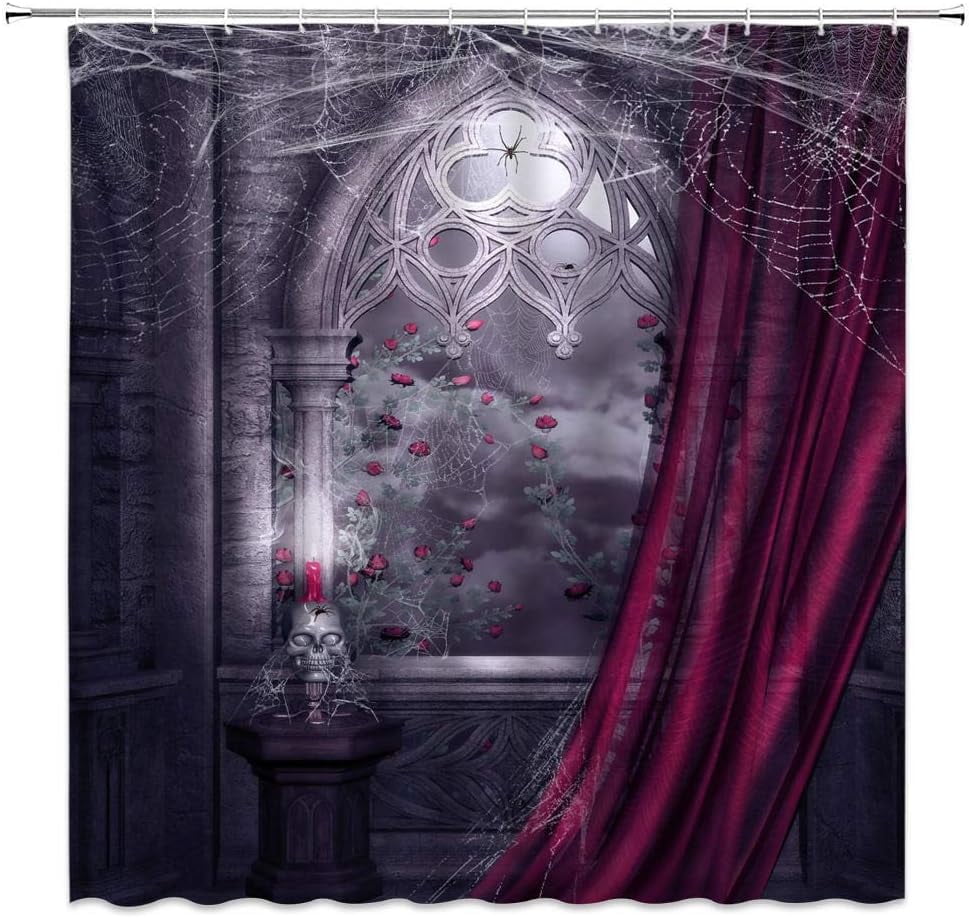 Nocturne Gothic Halloween Shower Curtain Haunted Mansion Black Lace ...