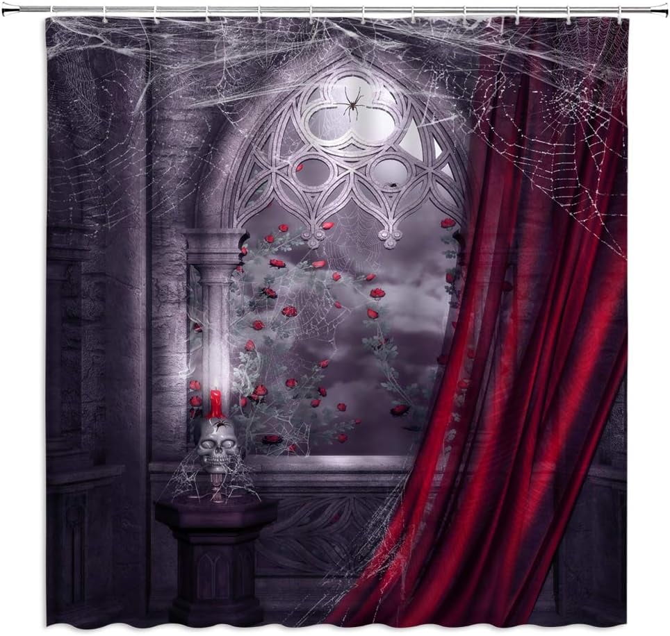 Nocturne Gothic Halloween Shower Curtain Haunted Mansion Black Lace ...