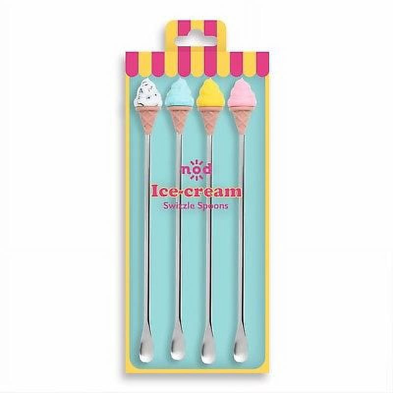 Nod Ice Cream Cone Swizzle Spoon / Cocktail Stirrer Stick - Set of 4 ...