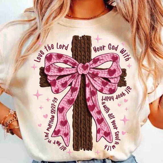Nodb Faux Yarn Coquette V-Day Jesus Shirt Love Jesus V-Day Shirt SAND ...