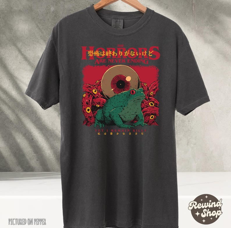 Nodb Horrors Are Never Ending Frog Shirt, Frog Horror T-Shirt DARK ...
