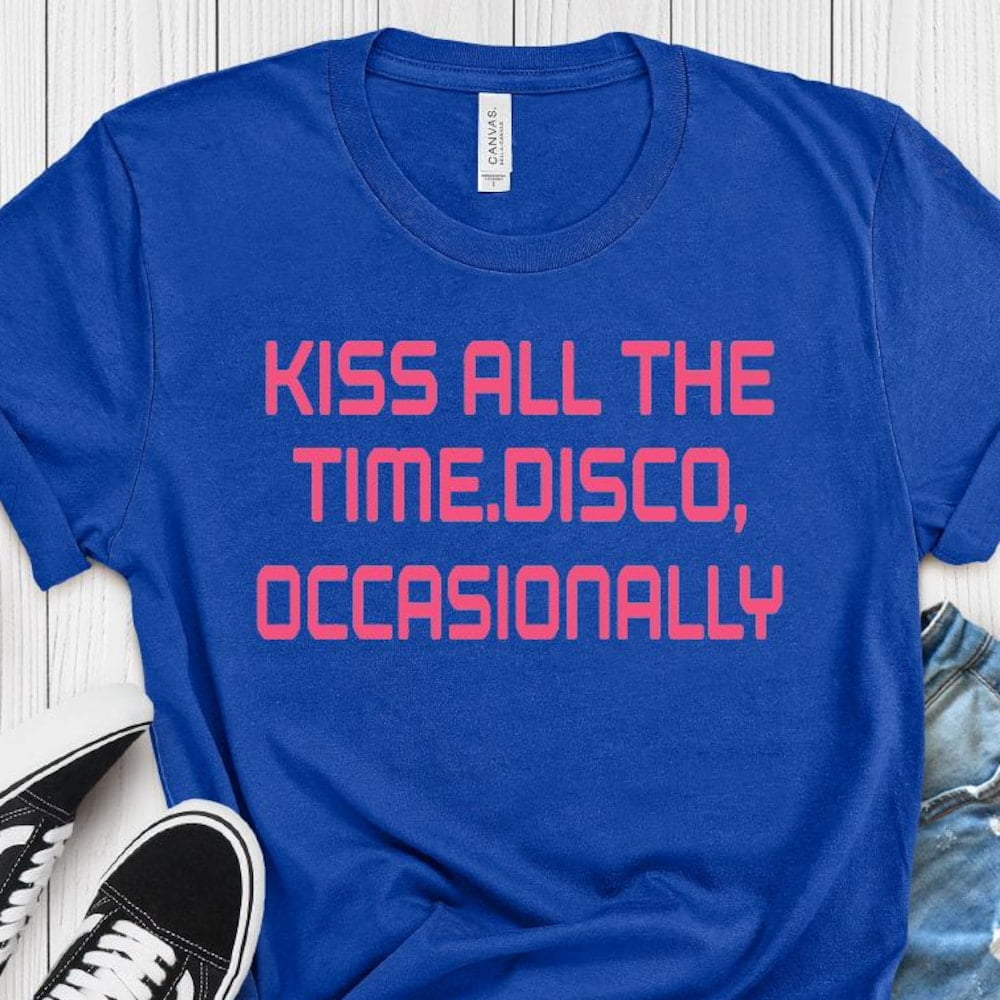 Nodb Kiss All The Time Disco Occasionally Funny Party Graphic Tee ROYAL ...