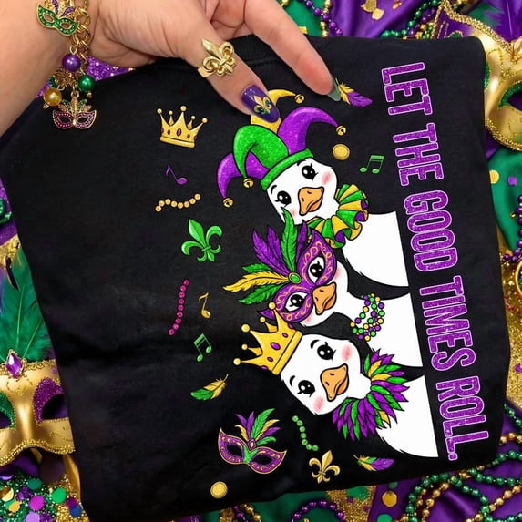 Nodb Mardi Gras Goose Shirt, Let The Good Times Roll Shirt Fleur De Lis ...