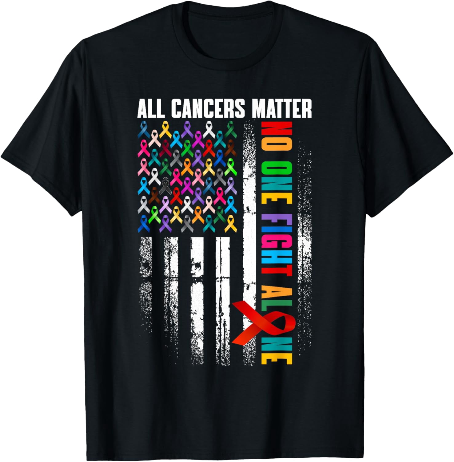 Nodb No One Fight Alone American Flag World Cancer Day Men Women T ...