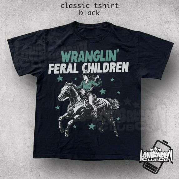 Nodb Wranglin' Feral Children T-Shirt, 90S Western Animal Tee, Nager ...