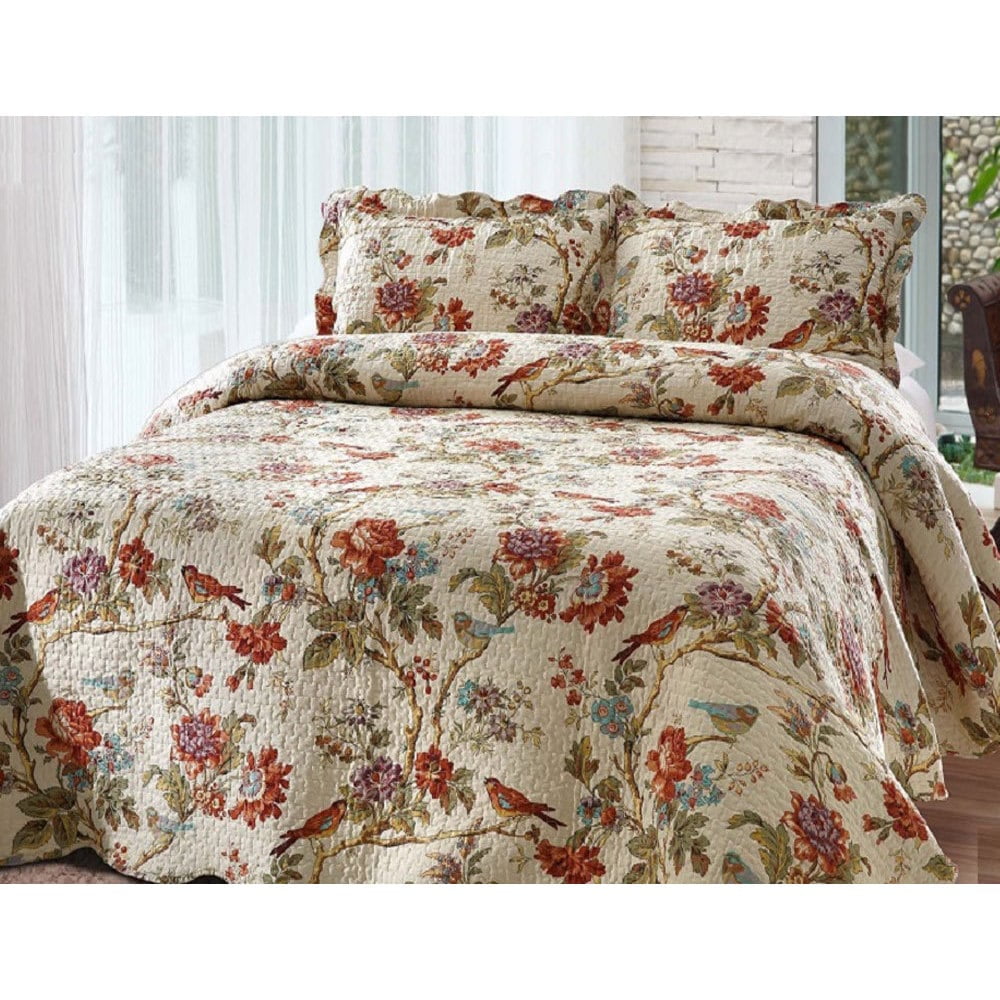 Node Patch Magic Finch Orchard Pattern Quilt Set 4 Piece Traditional ...