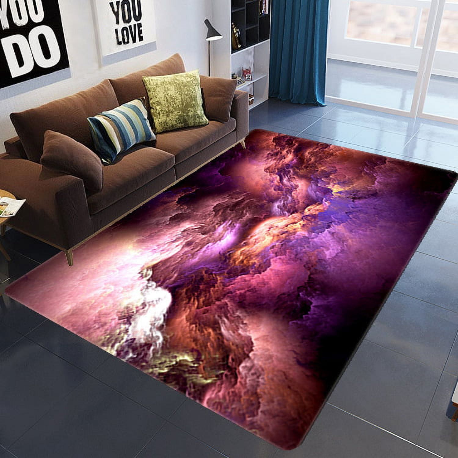 Nodic Abstract Design Soft Carpet Pink Cloud Layer 3D Printing Large ...