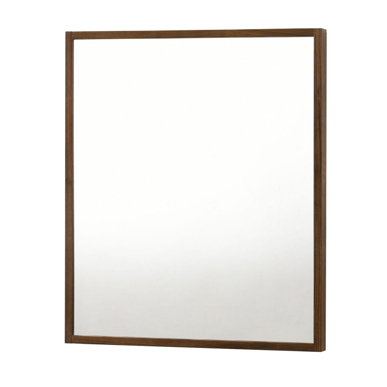 Noe 40 Inch Modern Wall Mirror, Sleek Wood Frame, Walnut Veneer ...