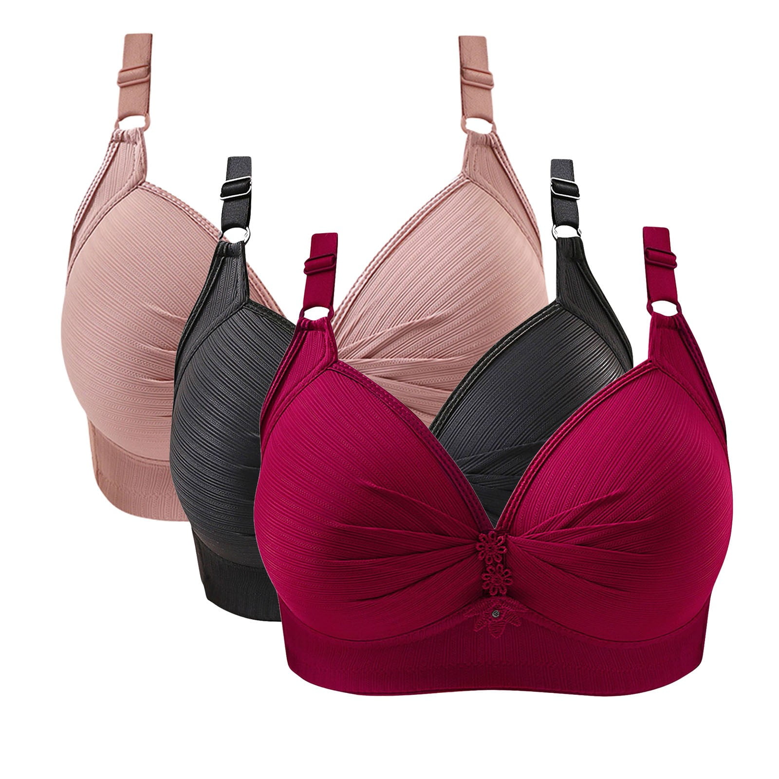 NoeCare 3Pcs Bras for Women Wireless Daily Bras Comfort Adjustable ...