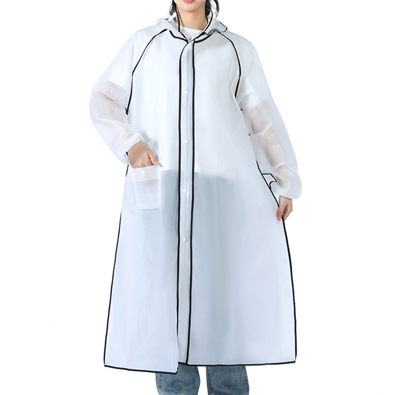 Tuosodrolic Rain Poncho with Hood Adult Waterproof Rain Coat Long ...