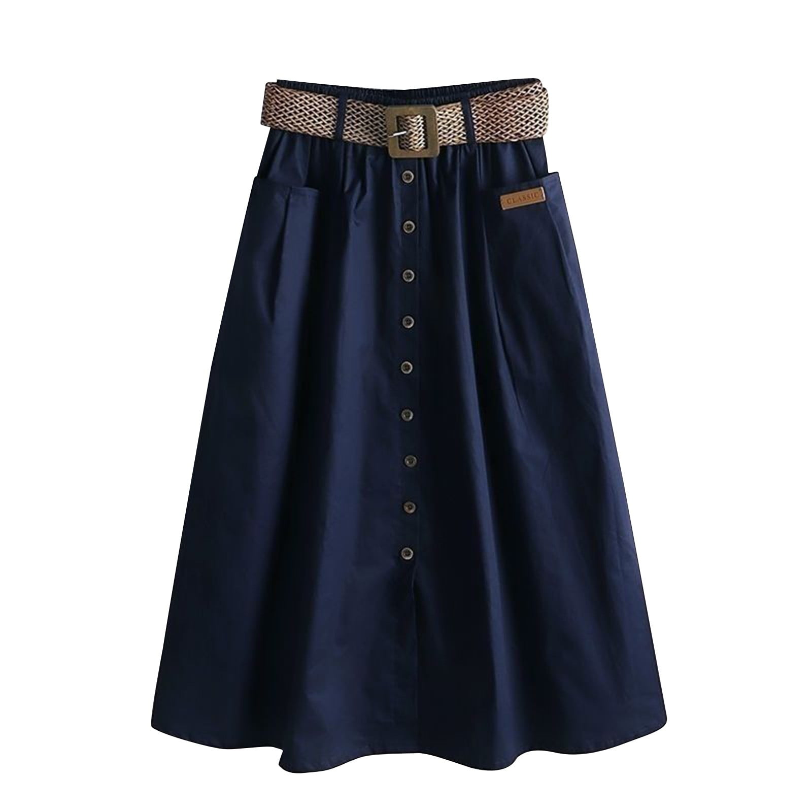 NoeCare Skirts for Women Fall Maxi Skirt with Belt High Waisted Midi ...