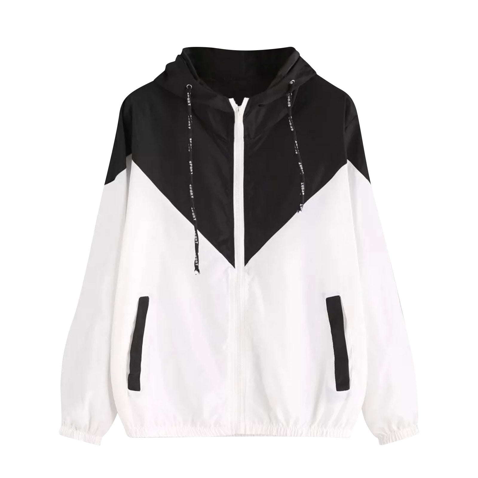 Tuosodrolic Women Lightweight Rain Coat with Hood Color Block ...