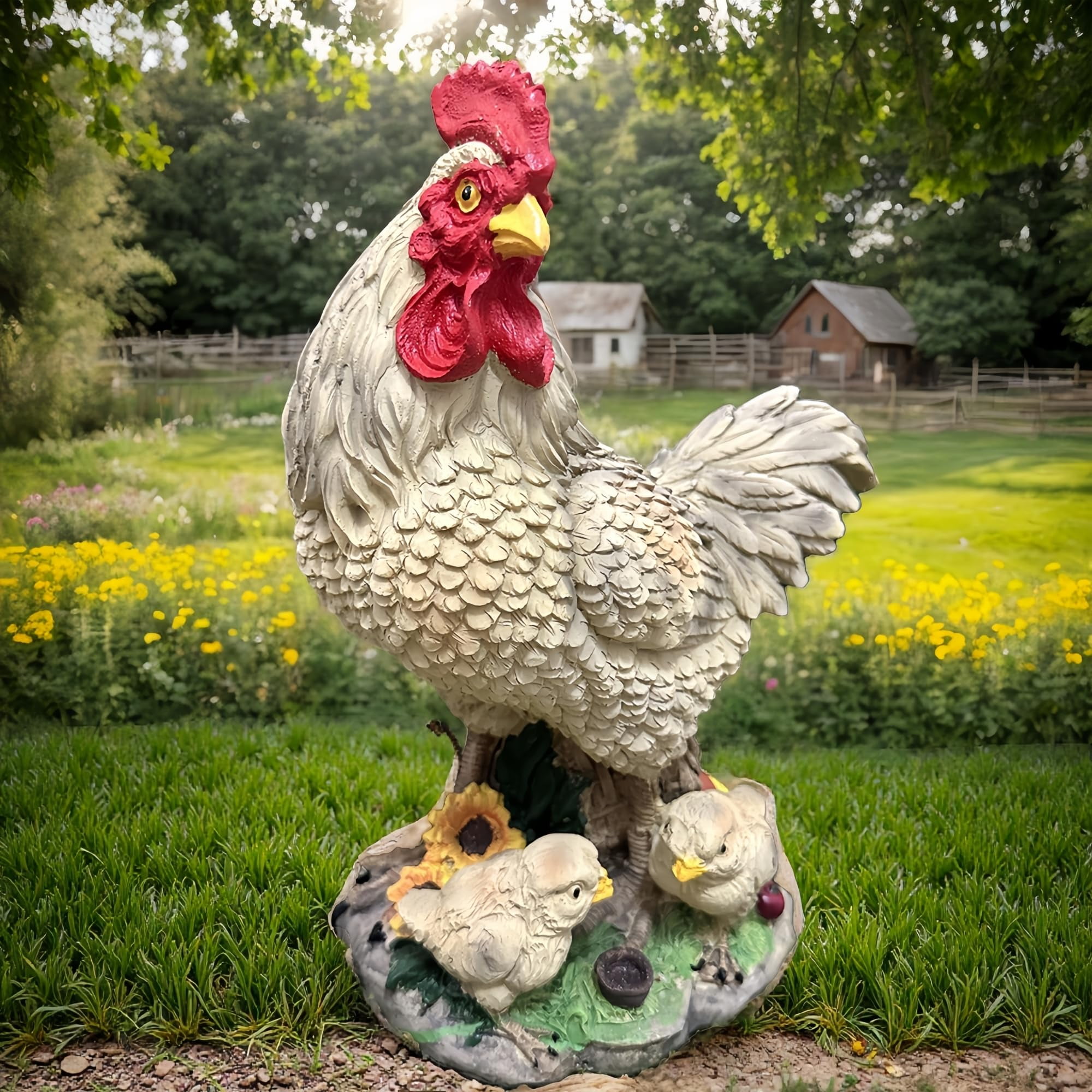 Noegrus 11.5" Real Garden Chicken Statues, Animal Decor, Outdoor Funny ...