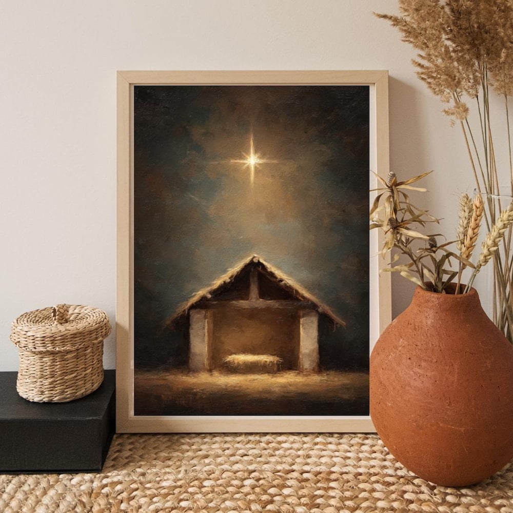 Noel Nativity Scene Print -Christian Wall Art - Noel Print -Rustic ...
