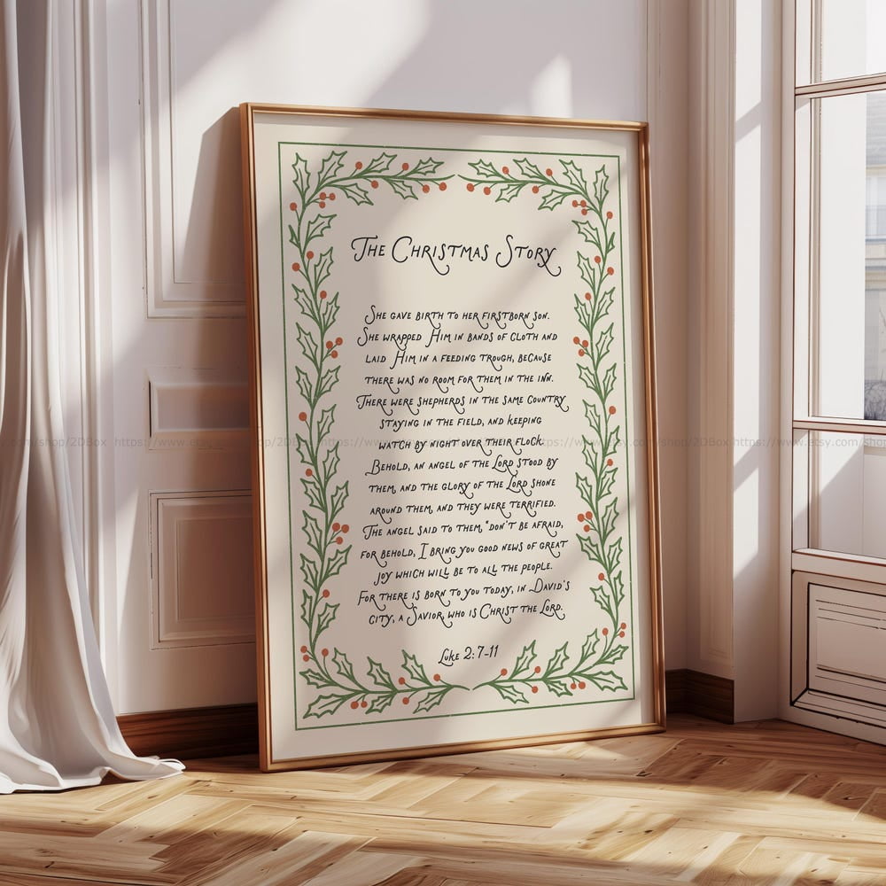 The Noel Story Scripture Print Luke 2 Bible Verse Wall Art Nativity ...