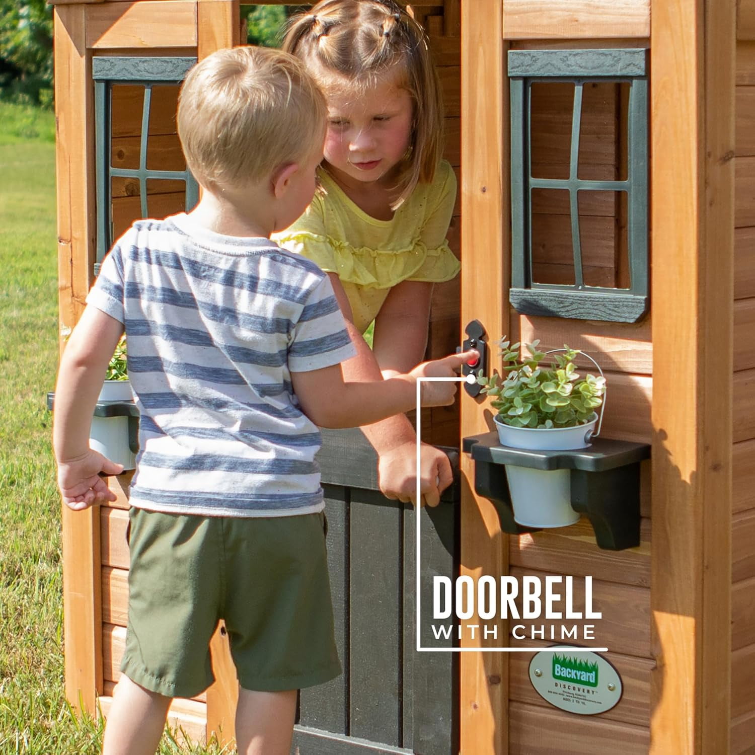 Noelse Wooden Kids Playhouse Cottage with Play Kitchen, Half Door ...