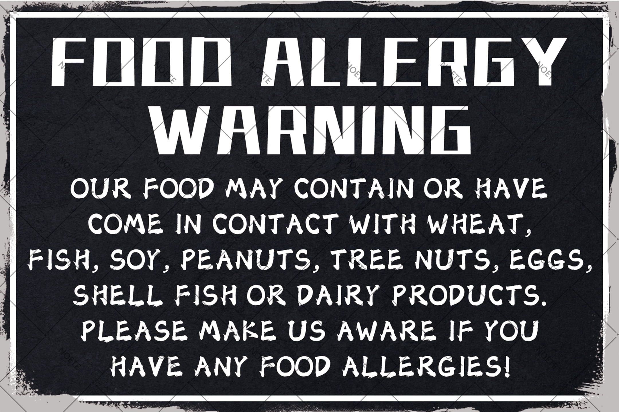 Noete 8x12 Inch Metal Food Allergy Warning Sign Durable Aluminum Food ...