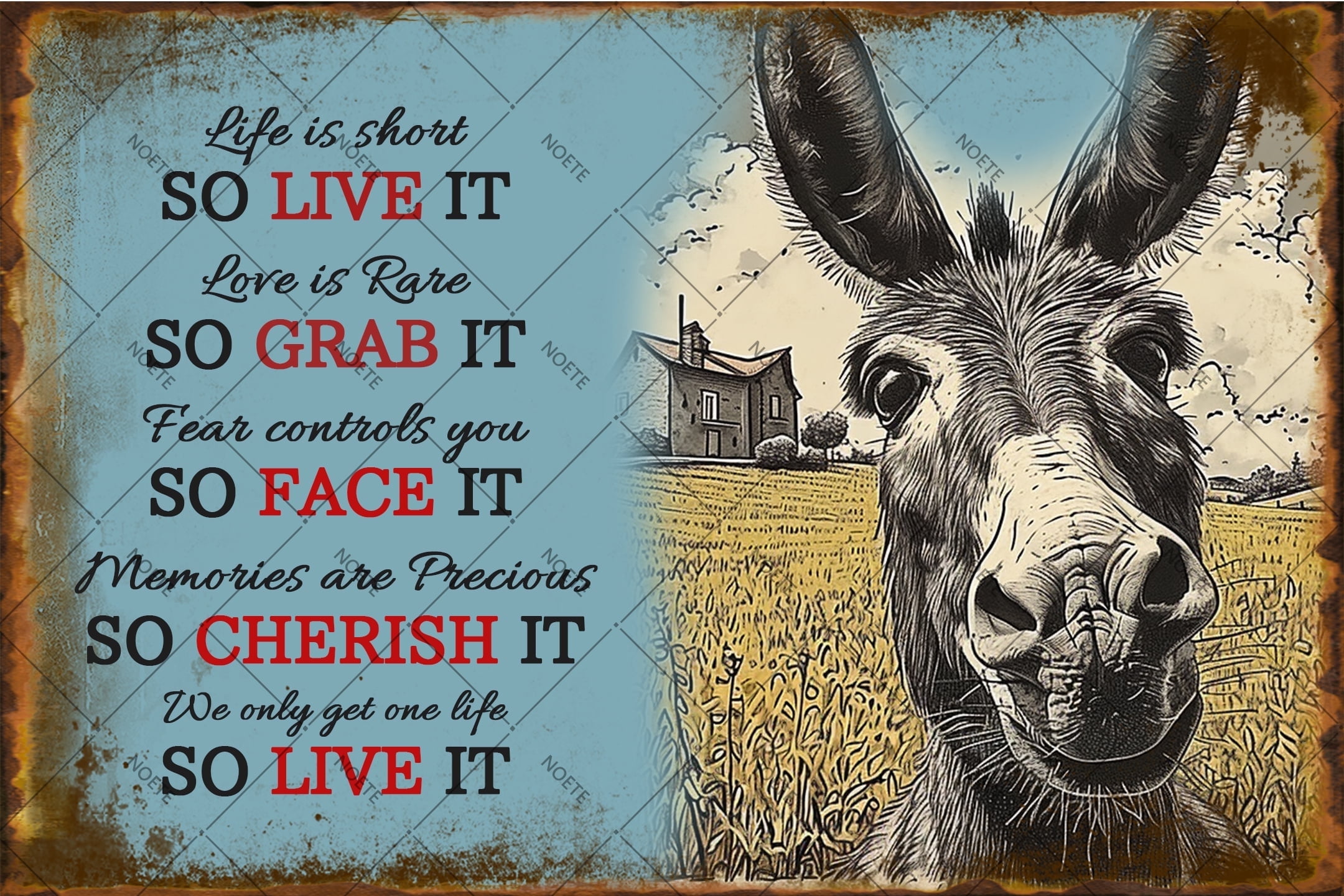 Noete 8x12 Inch Vintage Donkey Metal Tin Signs Rustic Wall Art Decor ...