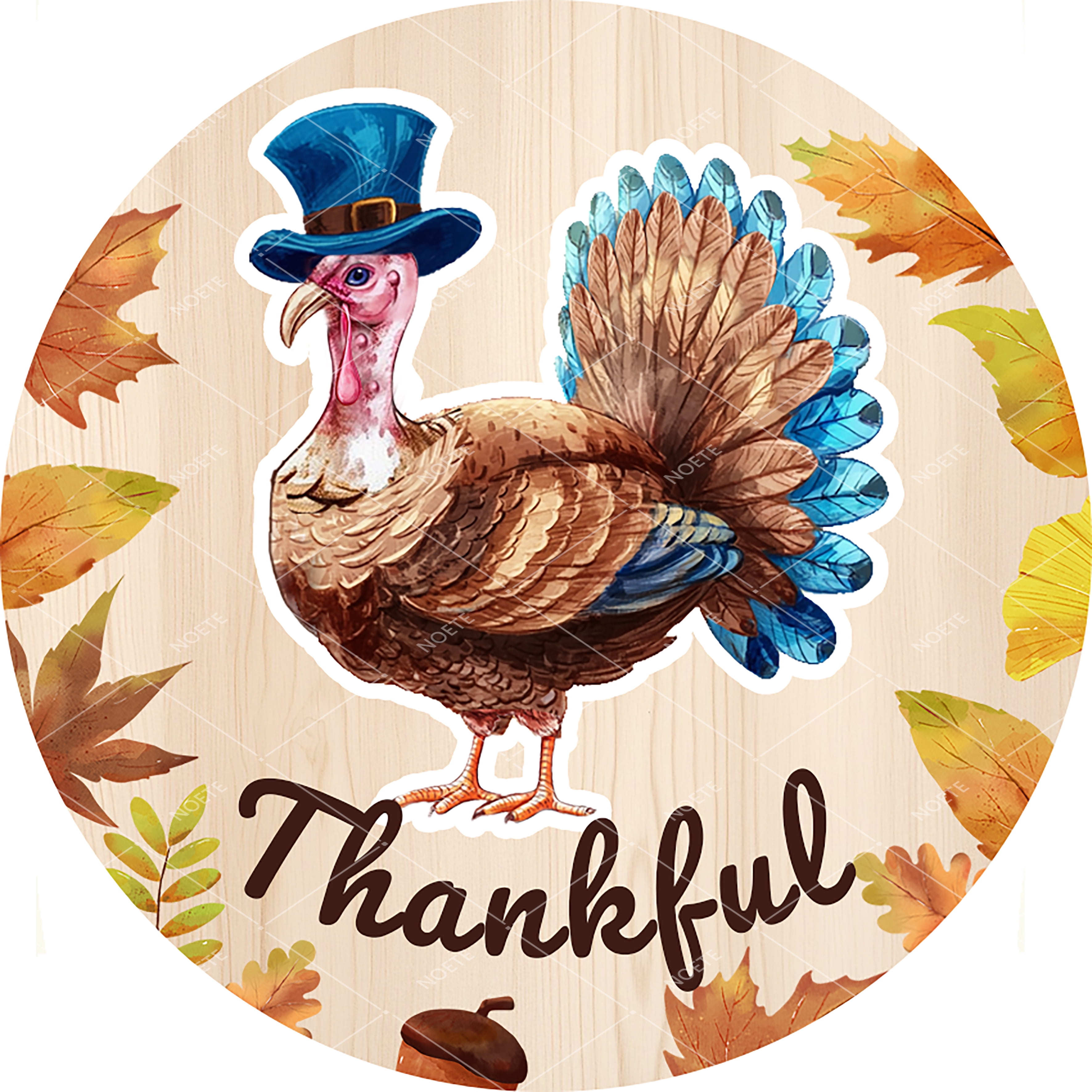 Noete 8x8 Inch Round Thanksgiving Day Turkey Metal Tin Sign, Fall ...