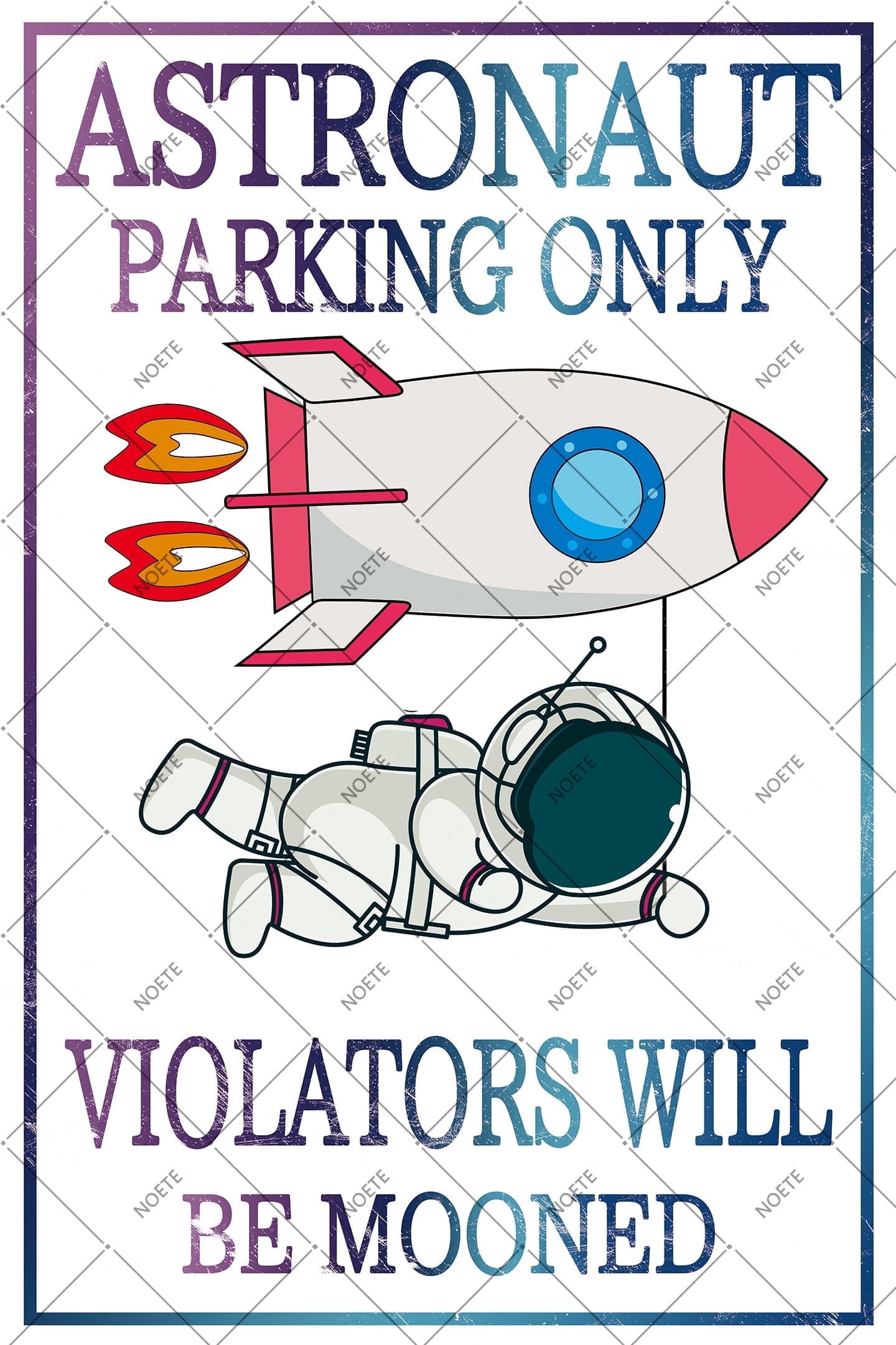 Noete Astronaut Parking Only Sign Fun Astronaut Decor for Boys Room ...