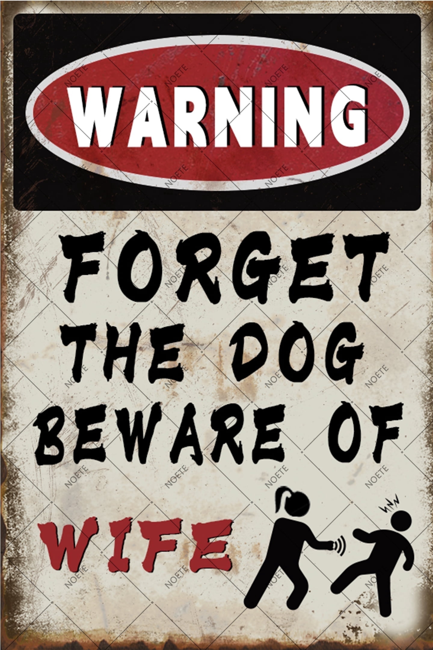 Noete Beware of Wife Sign Funny 12x16 Inch Vintage Metal Tin Sign for ...