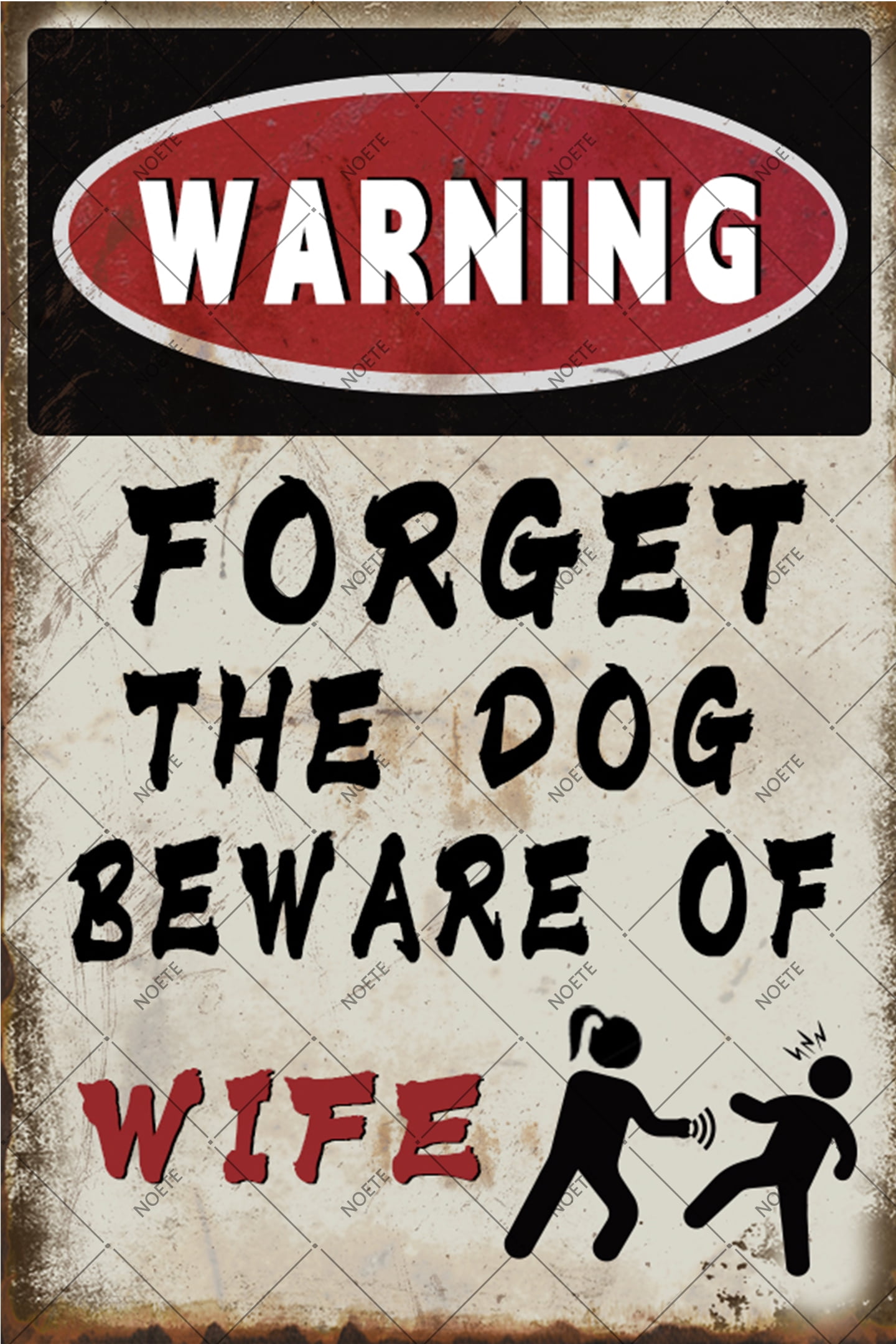 Noete Beware of Wife Sign Funny 12x16 Inch Vintage Metal Tin Sign for ...