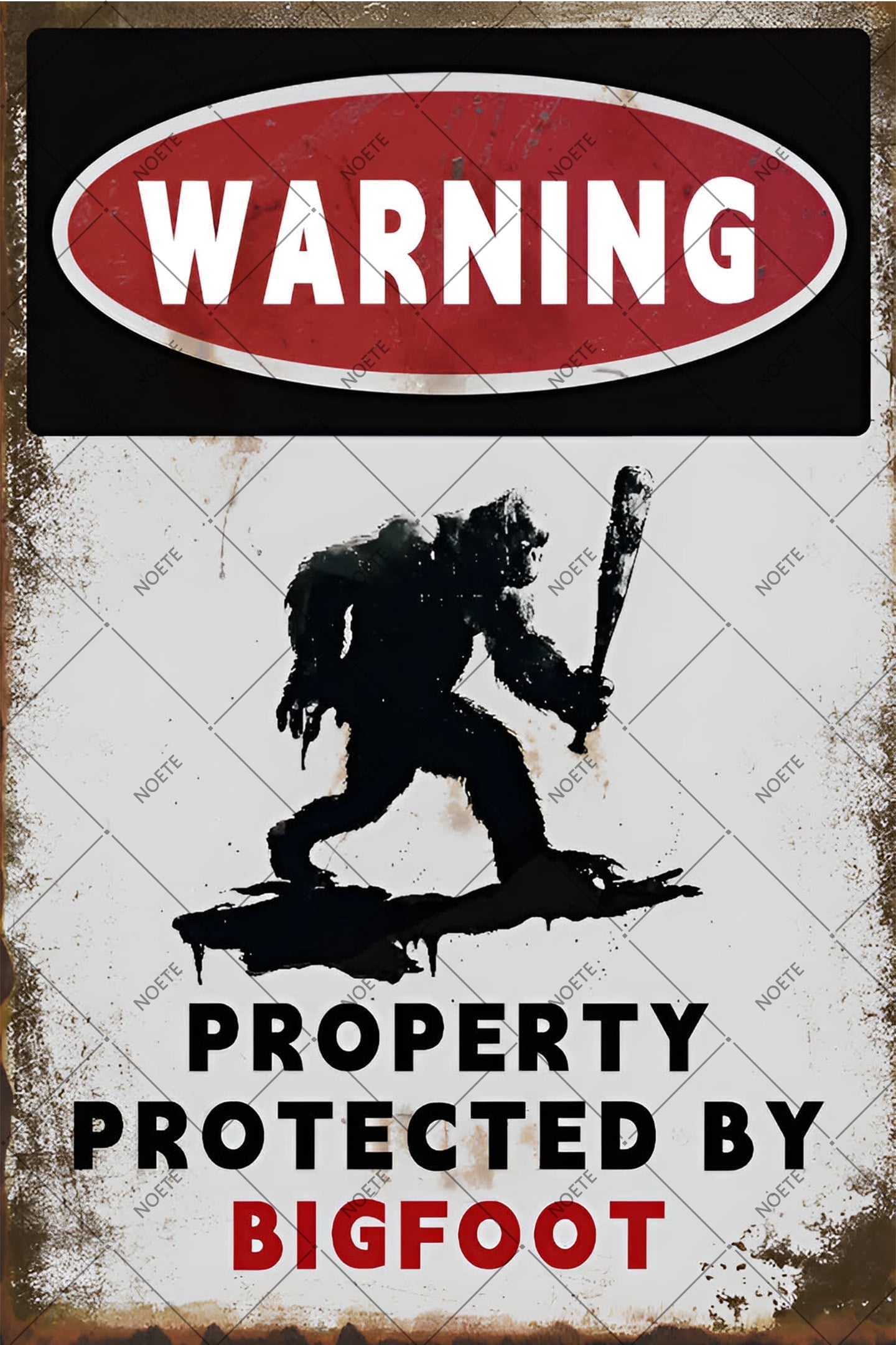 Noete Bigfoot Gifts Sign 12x16 Inch Rustic Warning Property Protected ...