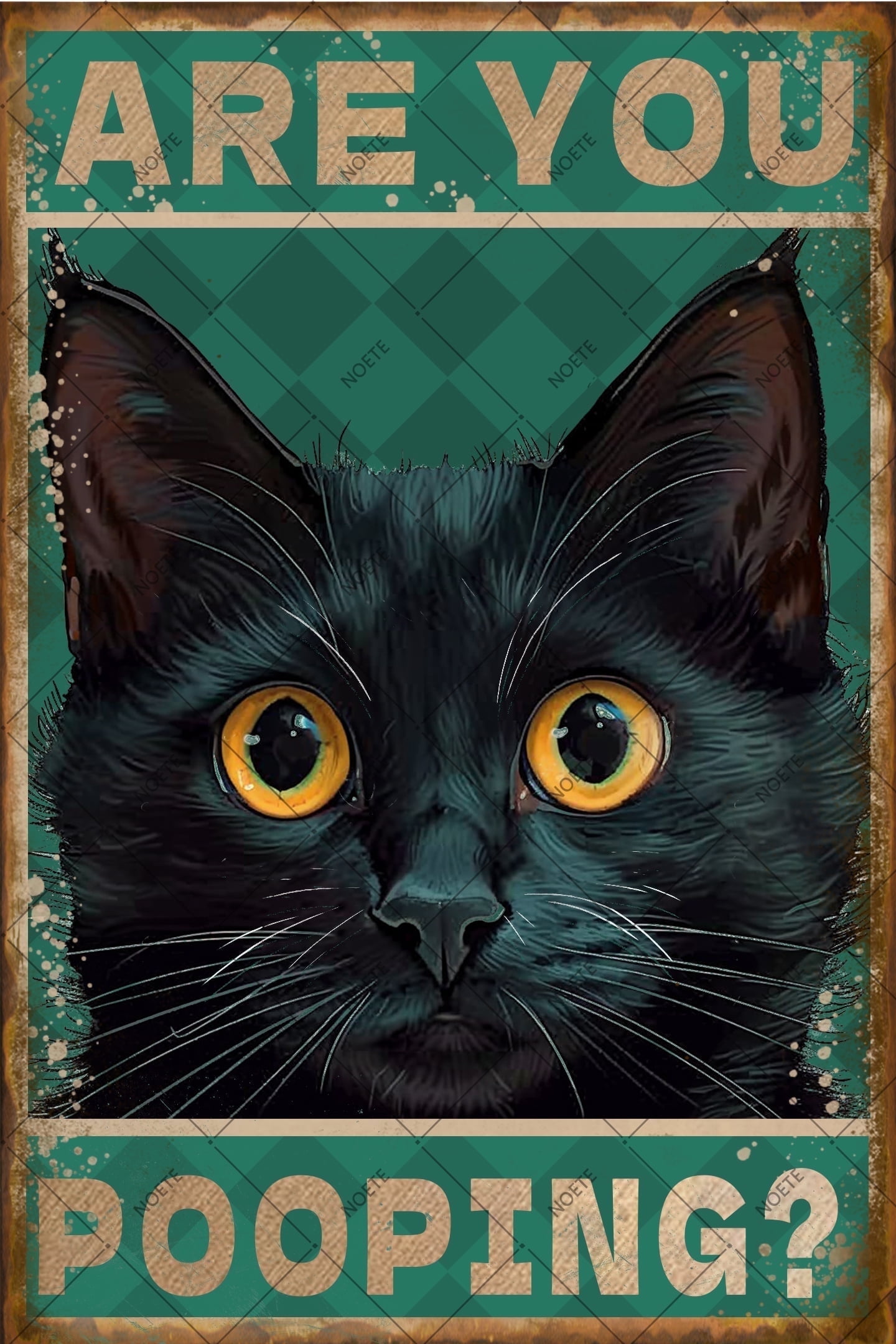 Noete Black Cat Bathroom Metal Tin Signs Funny "Are You Pooping?" Tin ...