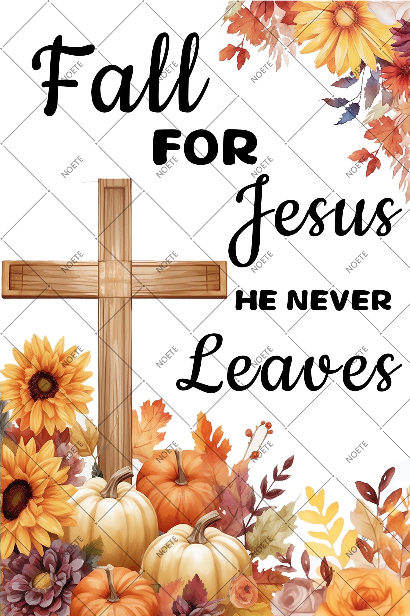 Noete Cross Pumpkins Sign 8x12 Inch Rustic Wooden Fall Decor, Religious ...