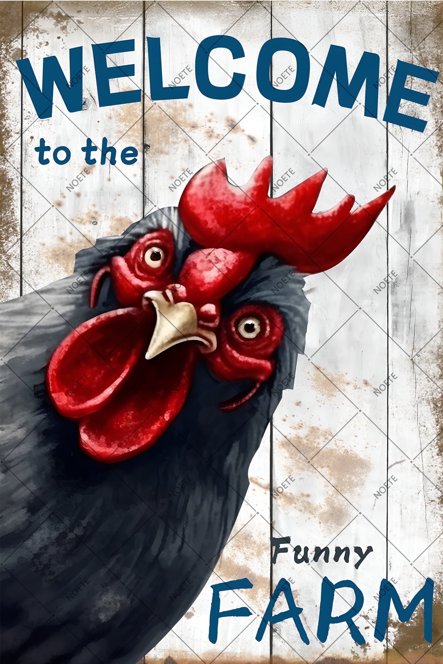Noete Funny Farm Chicken Metal Tin Signs 12x16 Inch Vintage Chicken ...