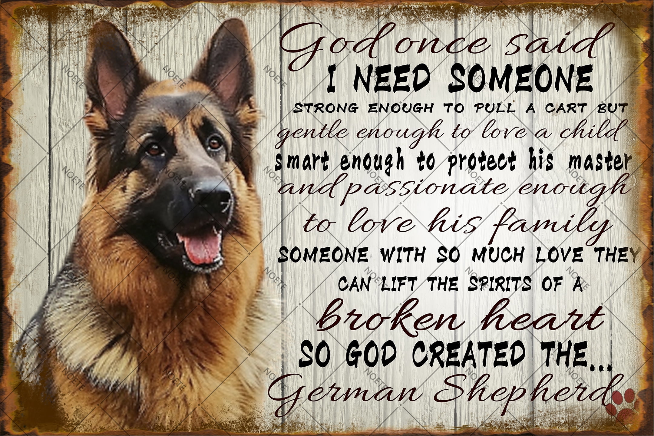 Noete German Shepherd Metal Sign 12x16 Inch, Vintage Dog Lover Wall ...