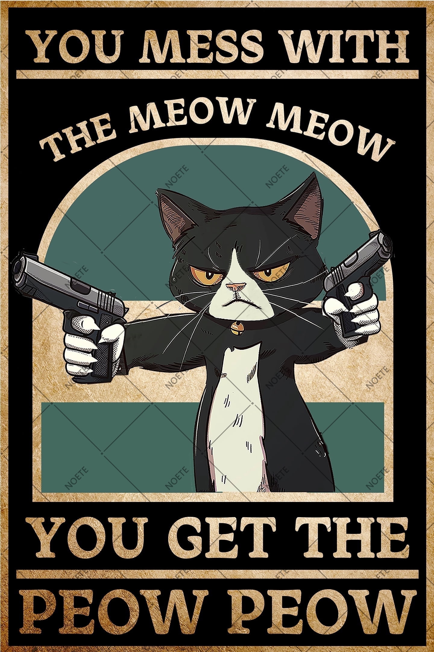 Noete Hang in There Cat Poster Funny Vintage Metal Wall Art Sign "You ...
