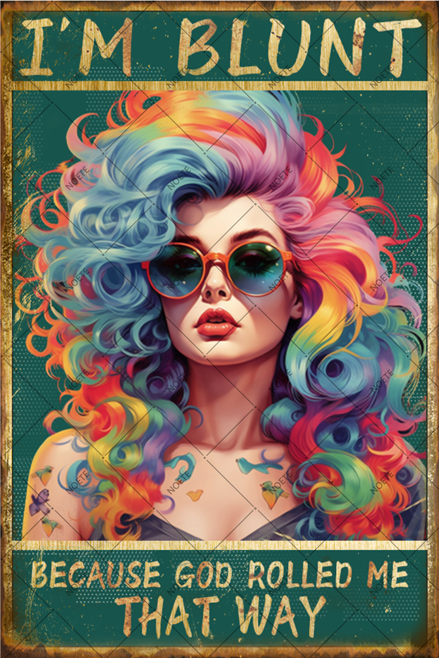 Noete Hippie Girl Sign Vintage 12x16 Inch Wall Art Decor with Funny ...