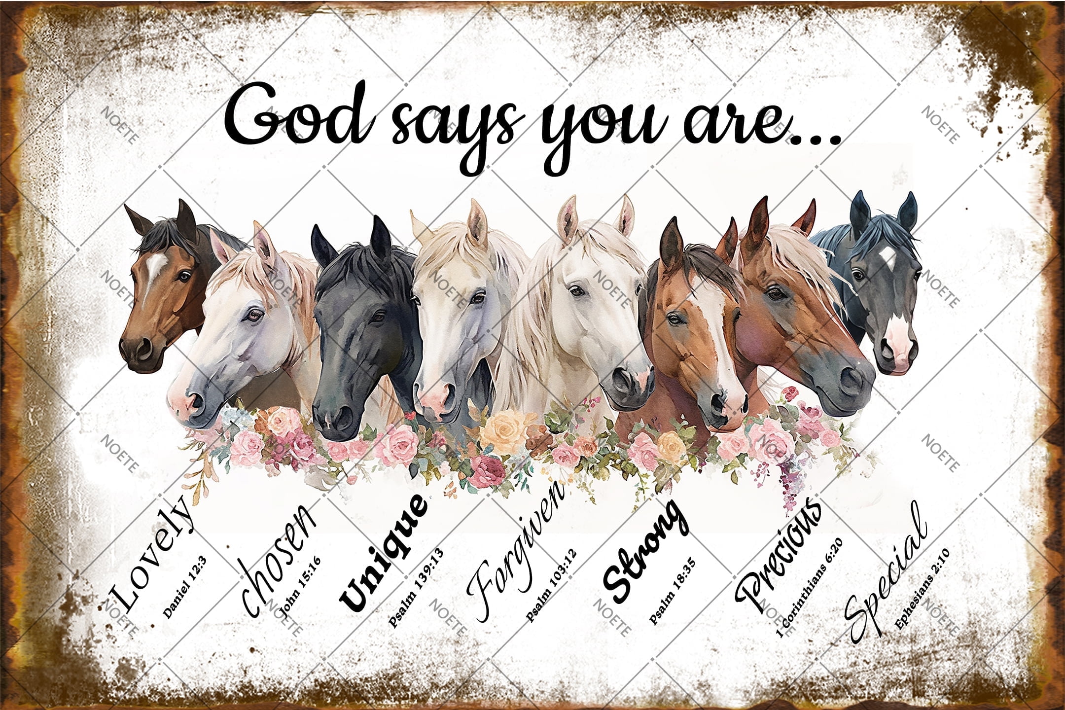 Noete Horse Decor 8x12 Inch Rustic Western Horse Metal Tin Sign with ...