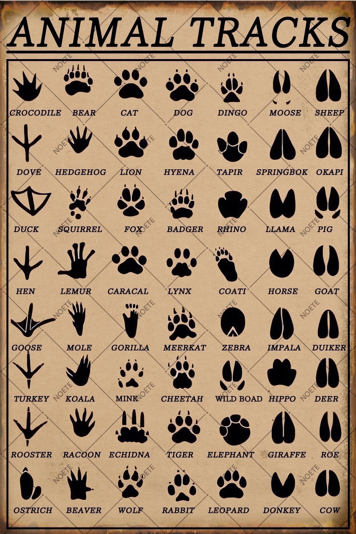 Noete Animal Tracks Metal Sign Vintage 8x12 Inch Retro Tin Sign for ...