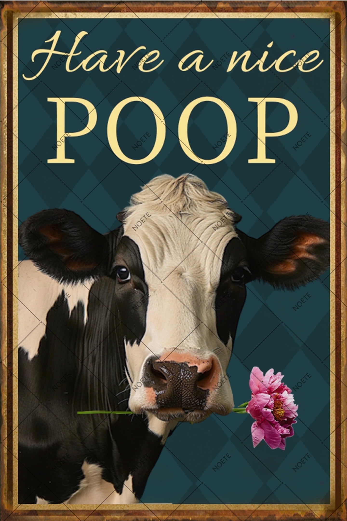 Noete Poop Cow Metal Tin Sign Funny 8x12 Inch Bathroom Wall Art Decor ...