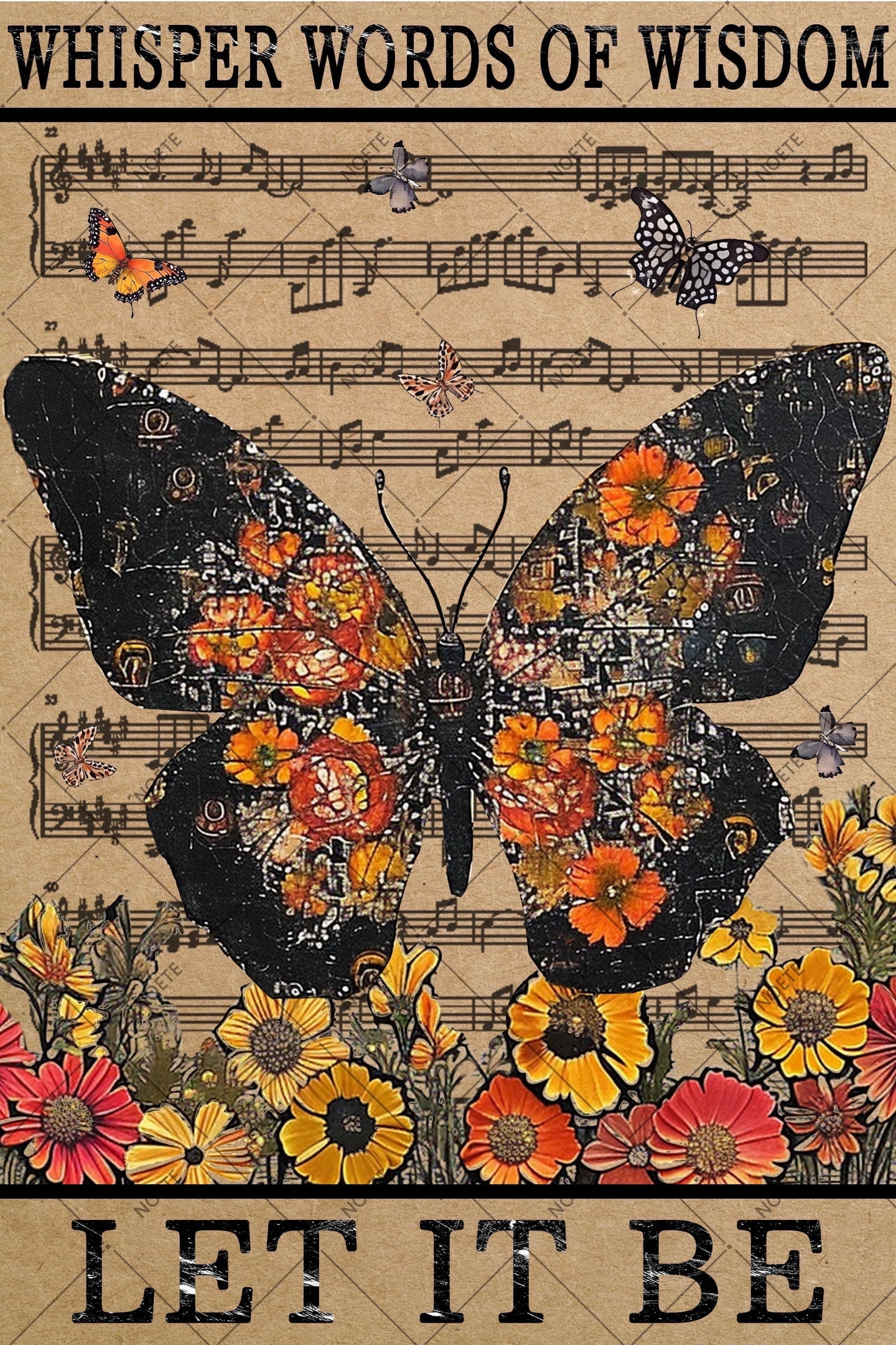 Noete Vintage Butterfly Metal Tin Sign 8x12 Inch, Rustic Wall Art Decor ...