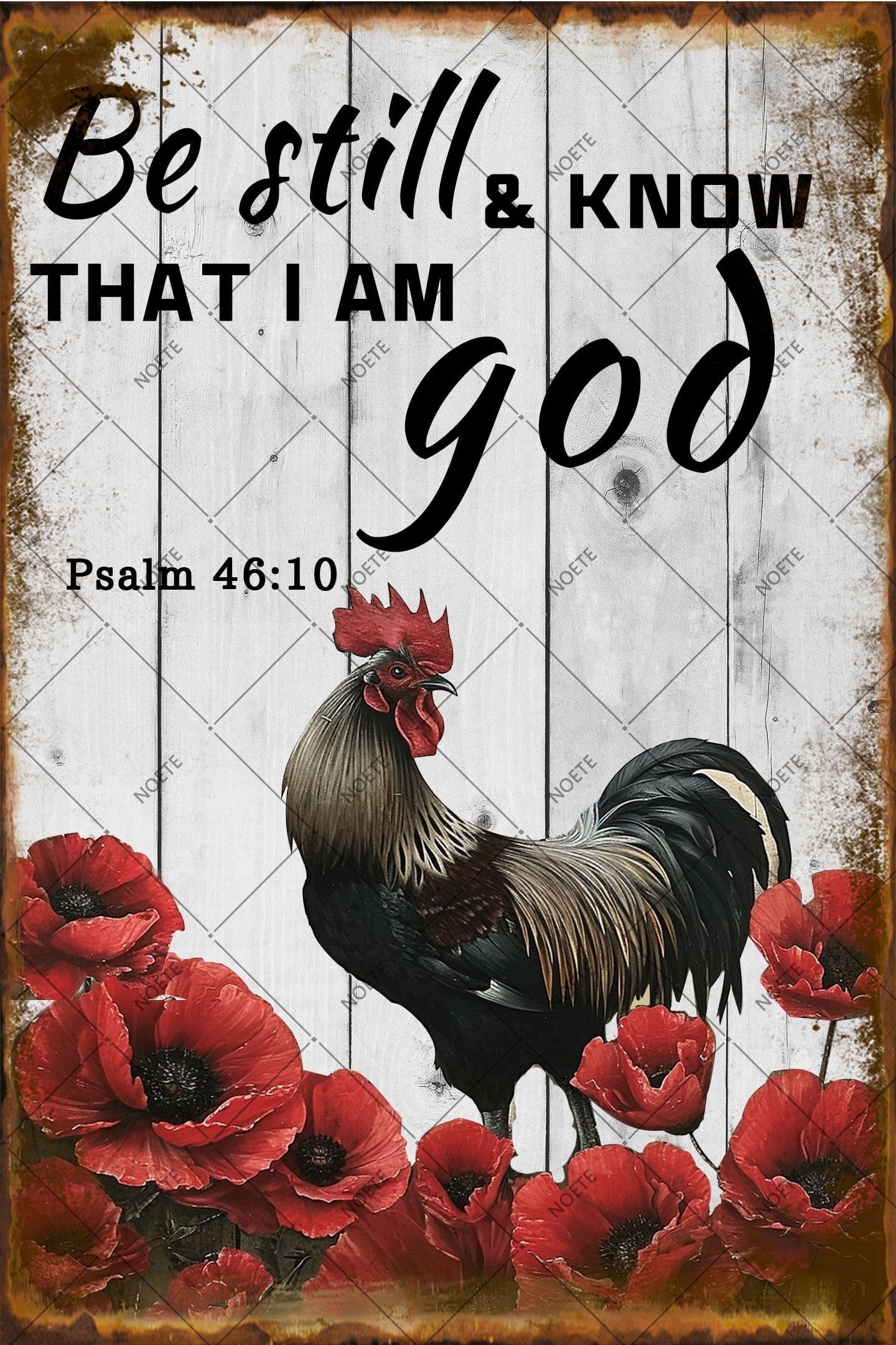 Noete Vintage Flowering Rooster Metal Tin Signs 12x16 Inch, Rustic ...