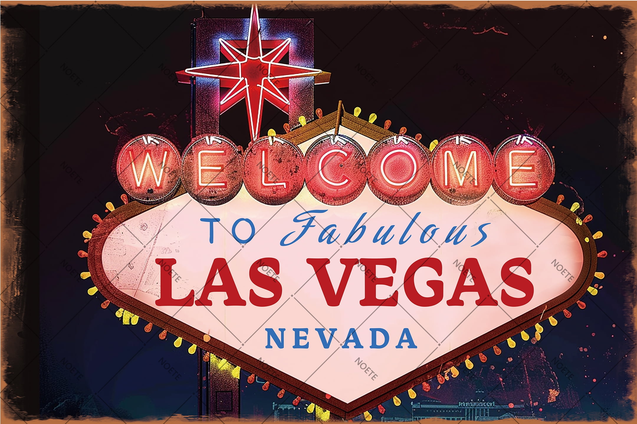 Noete Vintage Las Vegas Sign 8x12 Inch Retro Metal Tin Wall Art Classic ...