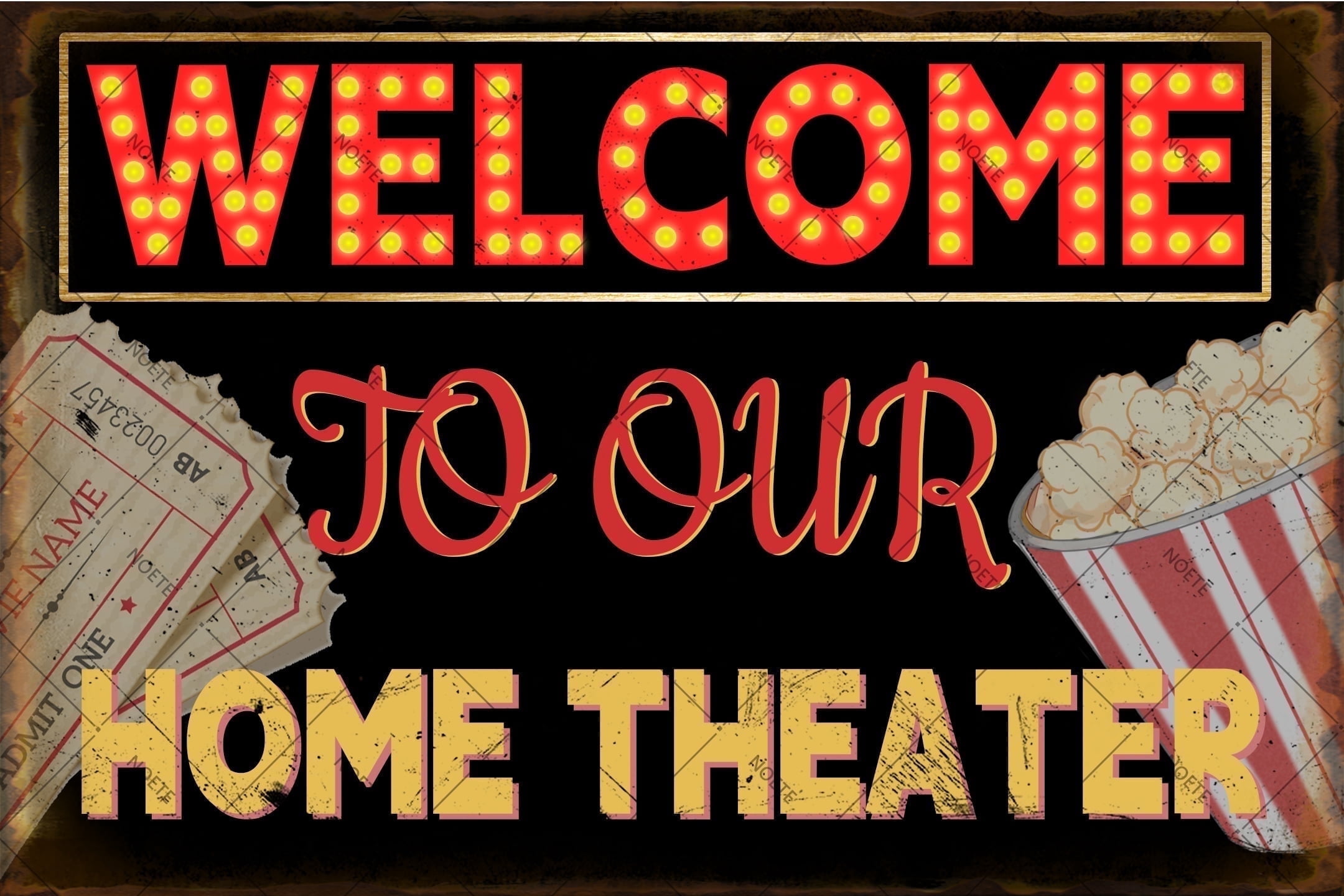 Noete Vintage Movie Theater Decor Sign 12x16 Inch Rustic Aluminum Metal ...