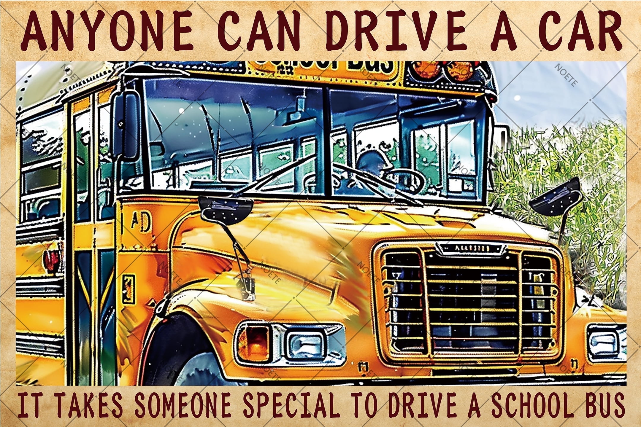 Noete Vintage School Bus Driver Tin Sign 8x12 Inch Retro Metal Poster ...