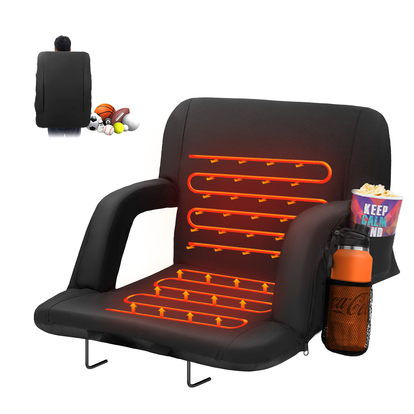 Noeteard 1 Pack Double Heated Stadium Seat with Back Support, Wide ...