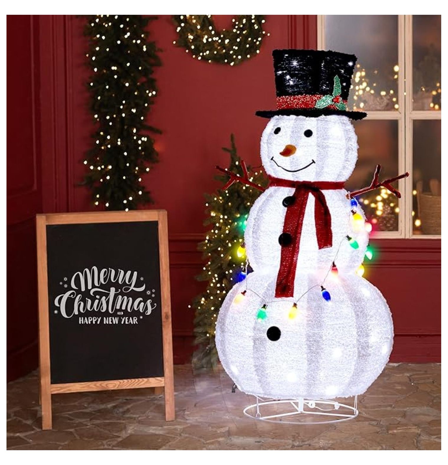 Noeteard Outdoor Christmas Decorations 4ft Lighted Snowman, White ...